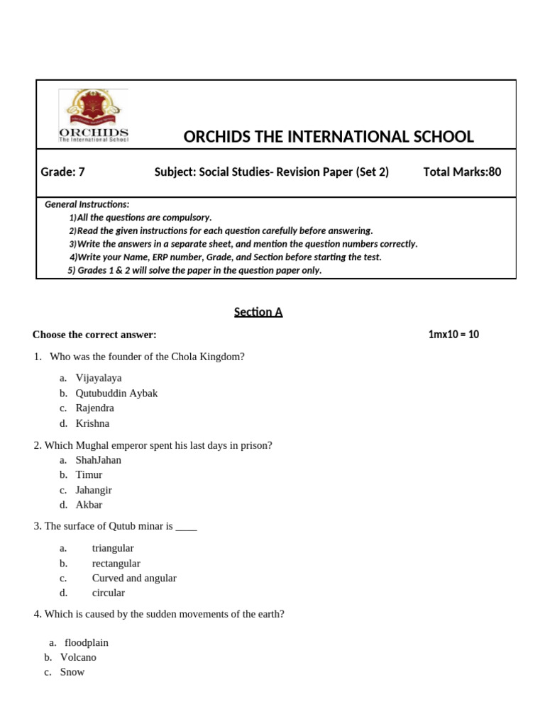 Class 7 Social Studies SA1 Revision Paper | PDF | Health Professional ...