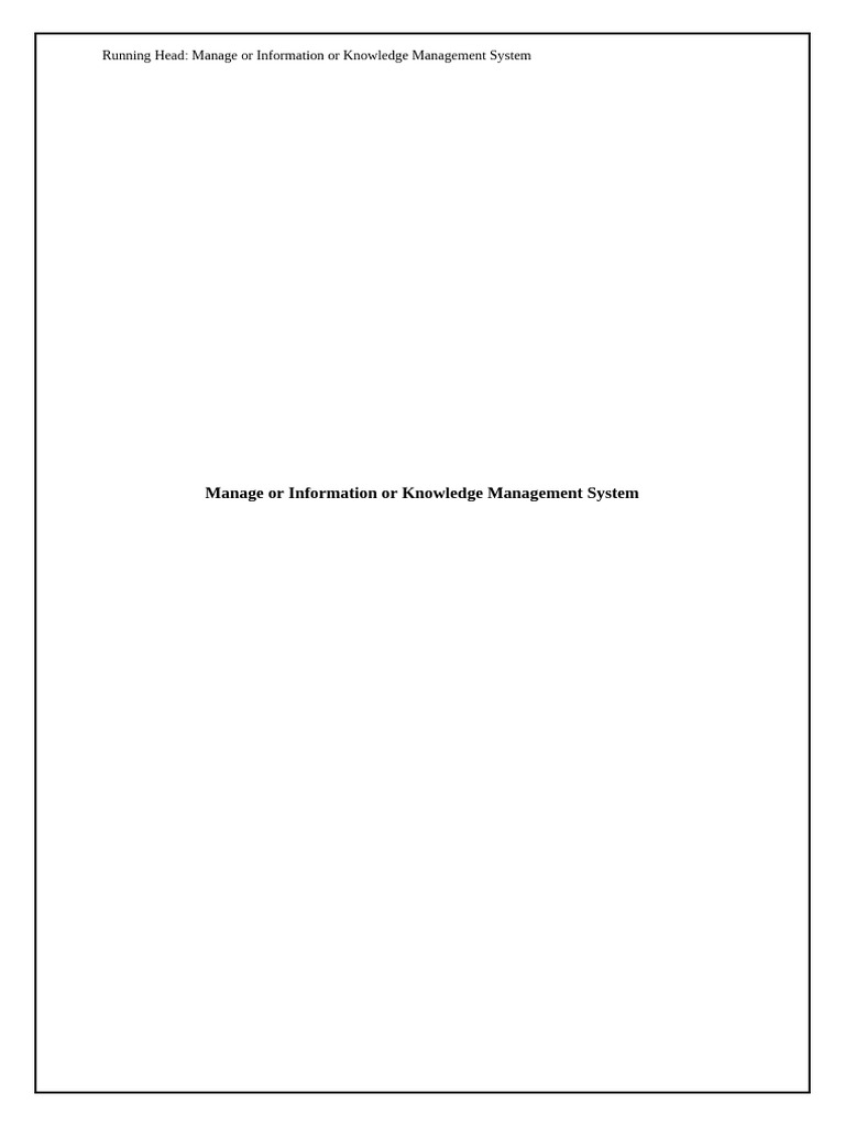 Manage or Information or Knowledge Management System | PDF ...
