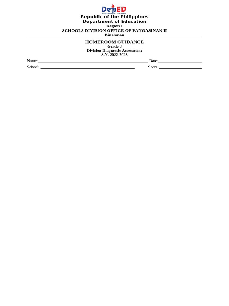 HG Diagnostic Assessment Header | PDF