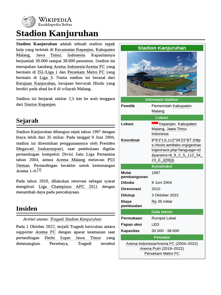 Stadion Kanjuruhan | PDF
