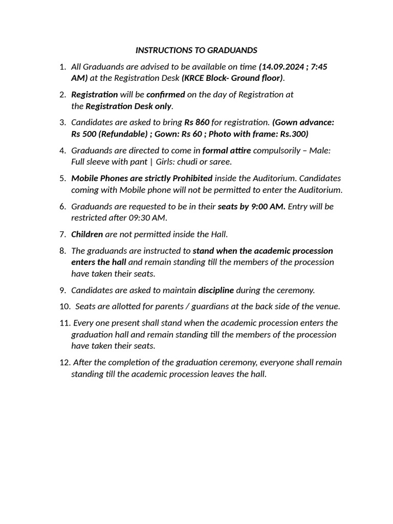 Graduation Day Guidelines | PDF