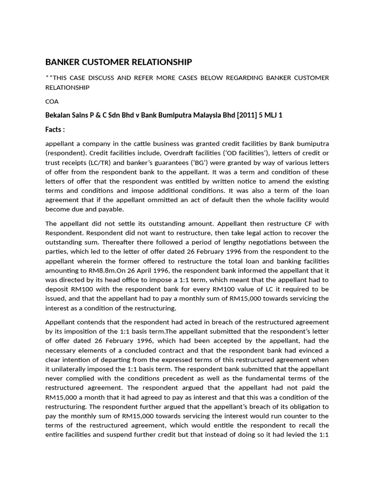 Case-Banker Customer Relationship | PDF