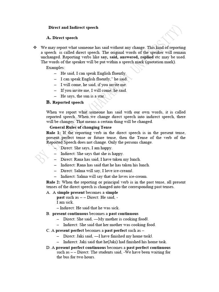English Notes On Reported Speech | PDF | Semantic Units | Linguistics