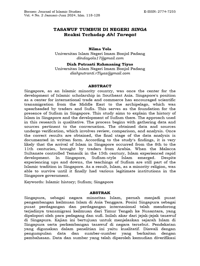 TASAWUF TUMBUH DI NEGERI SINGAReaksi Terhadap Ahl Tareqat | PDF