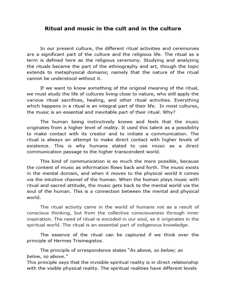 Ritual and Music in A Cult and in A Culture | PDF