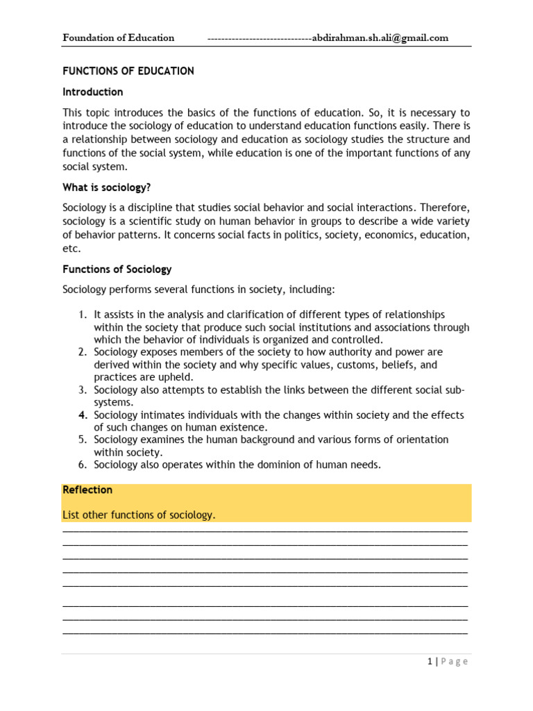 Functions of Education | PDF