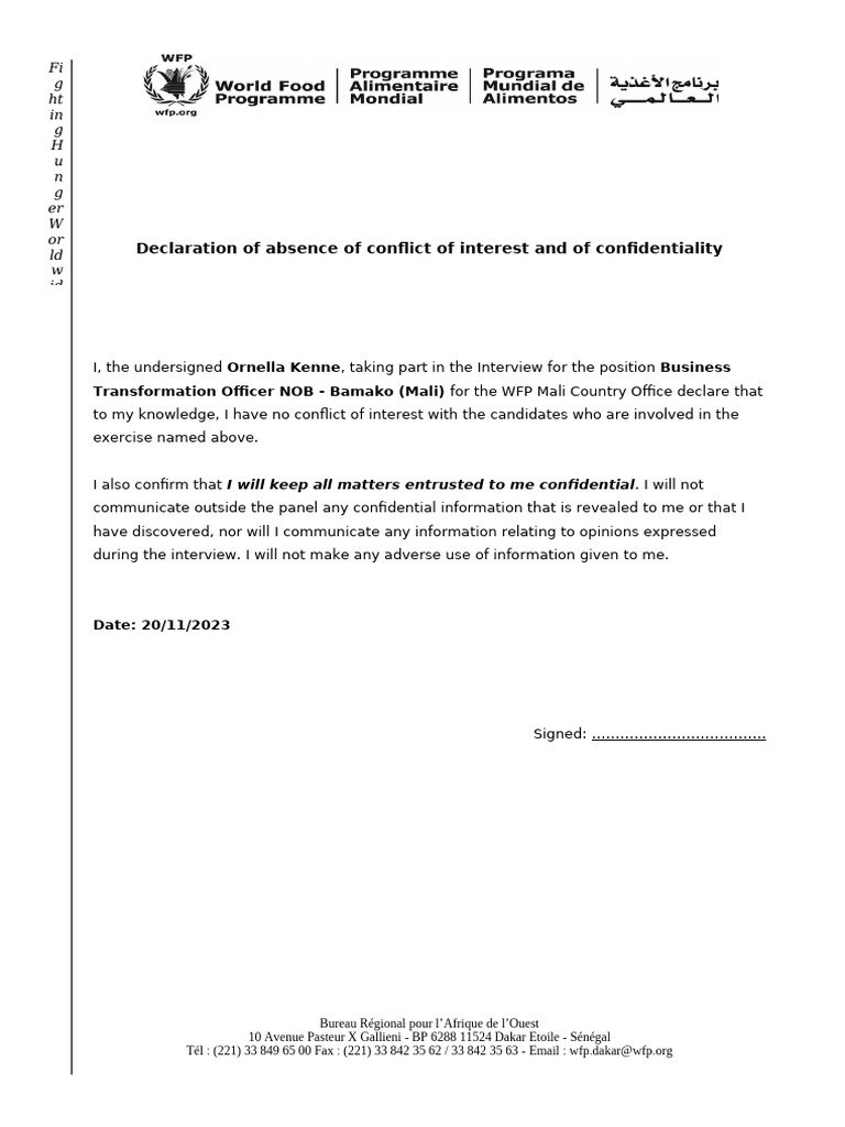 Coi Form For Panel Members - Ornella | PDF