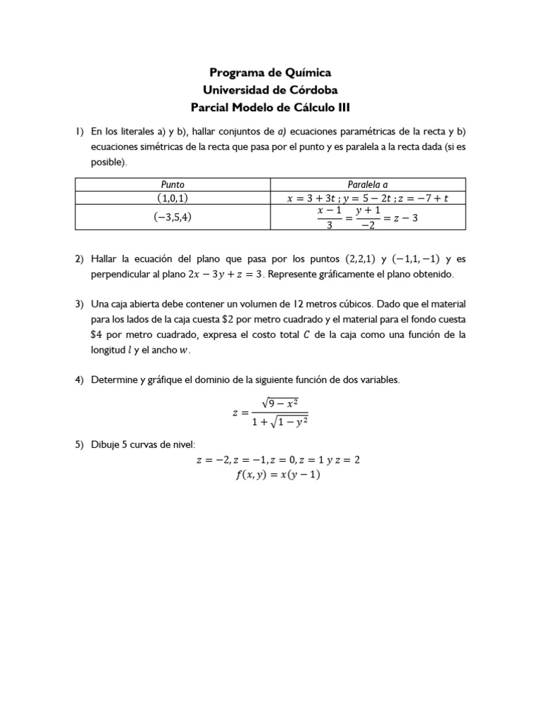 Parcial Modelo de Cálculo III | PDF