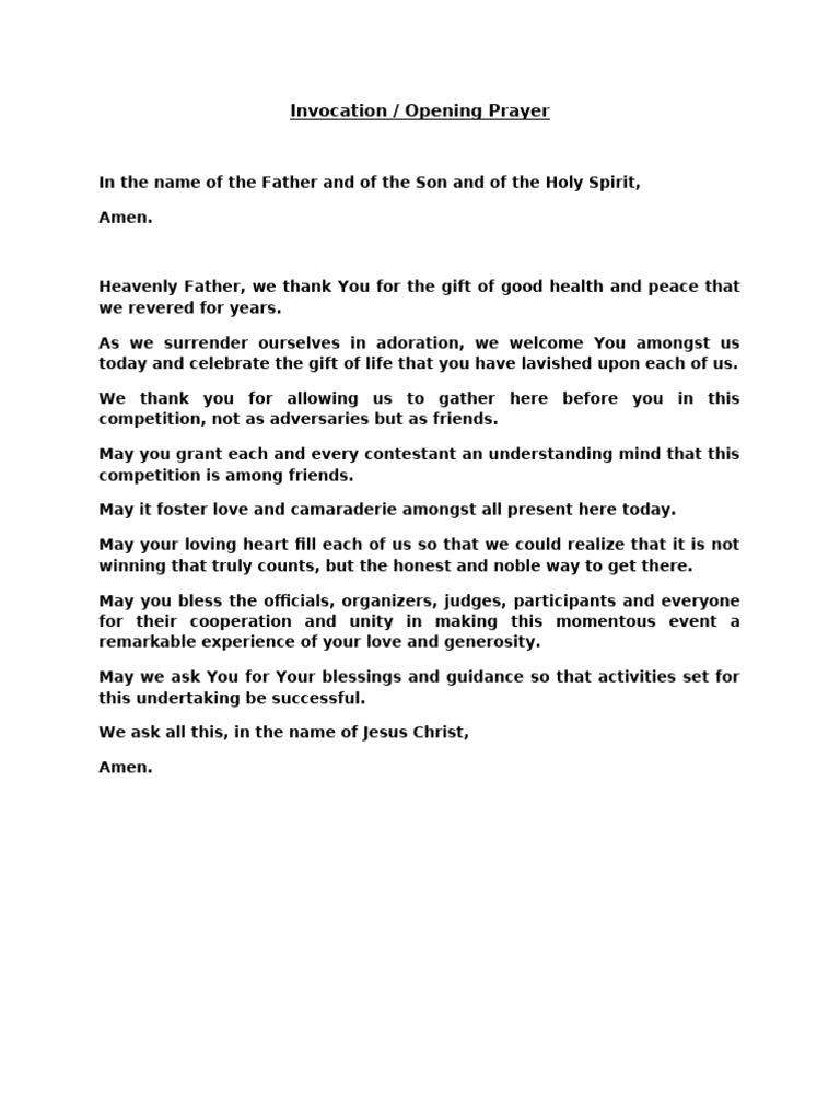 2.3 Invocation, Opening Prayer | PDF
