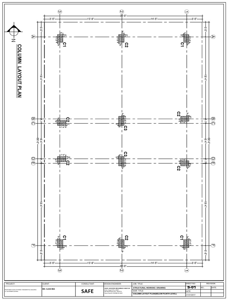 Md. Ilias Mia Column Layout Plan (Below Plinth Level) Structural ...