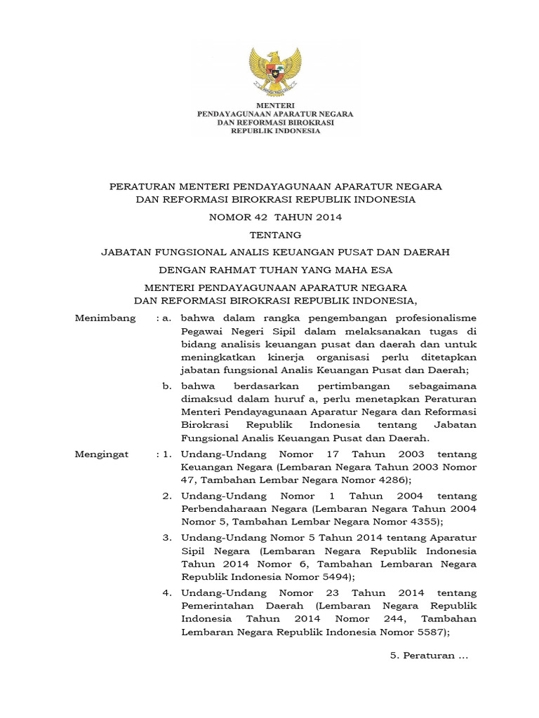 2014 Permenpanrb 042 | PDF