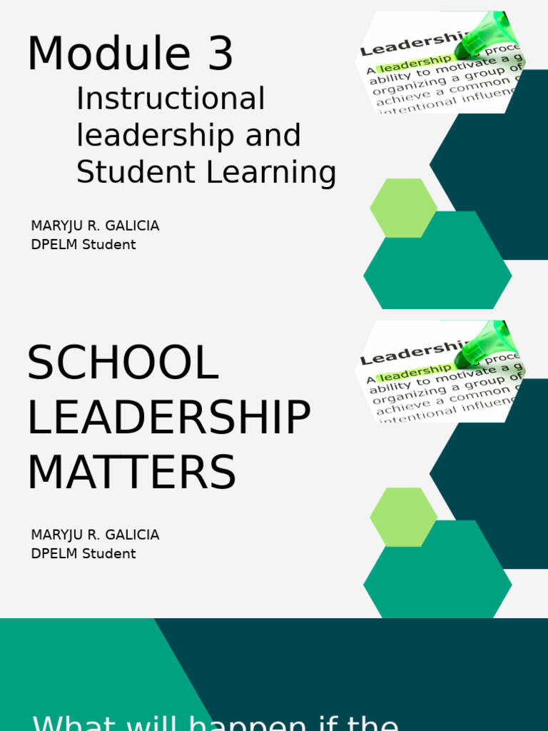 Module 3 School Leadership Matters and Responsibilities of School ...