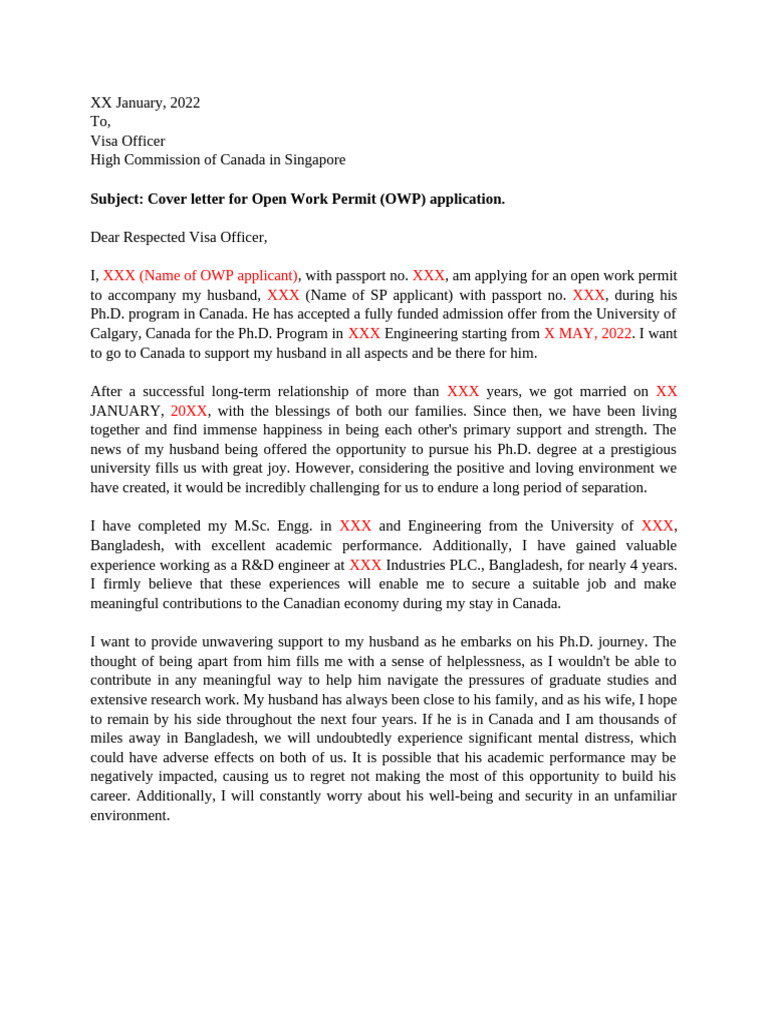 Cover Letter (OWP) - Forwarding Letter (SP) | PDF