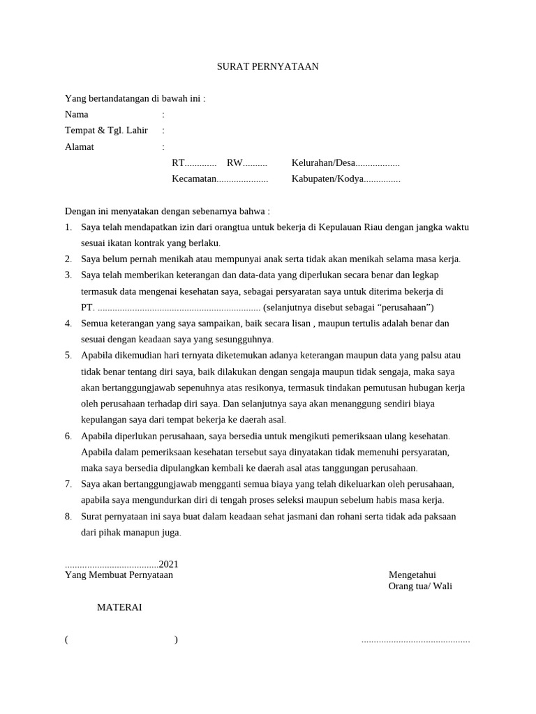 Surat Izin Orang Tua (AKAD) | PDF