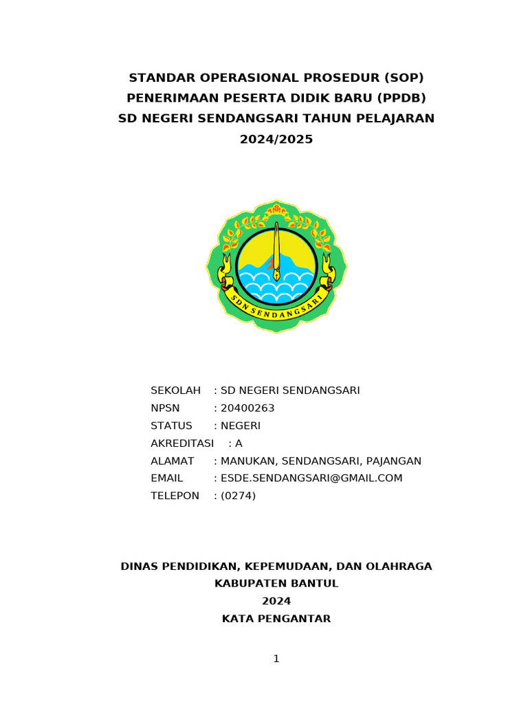 Sop PPDB SDN Sendangsari 2024-2025 | PDF