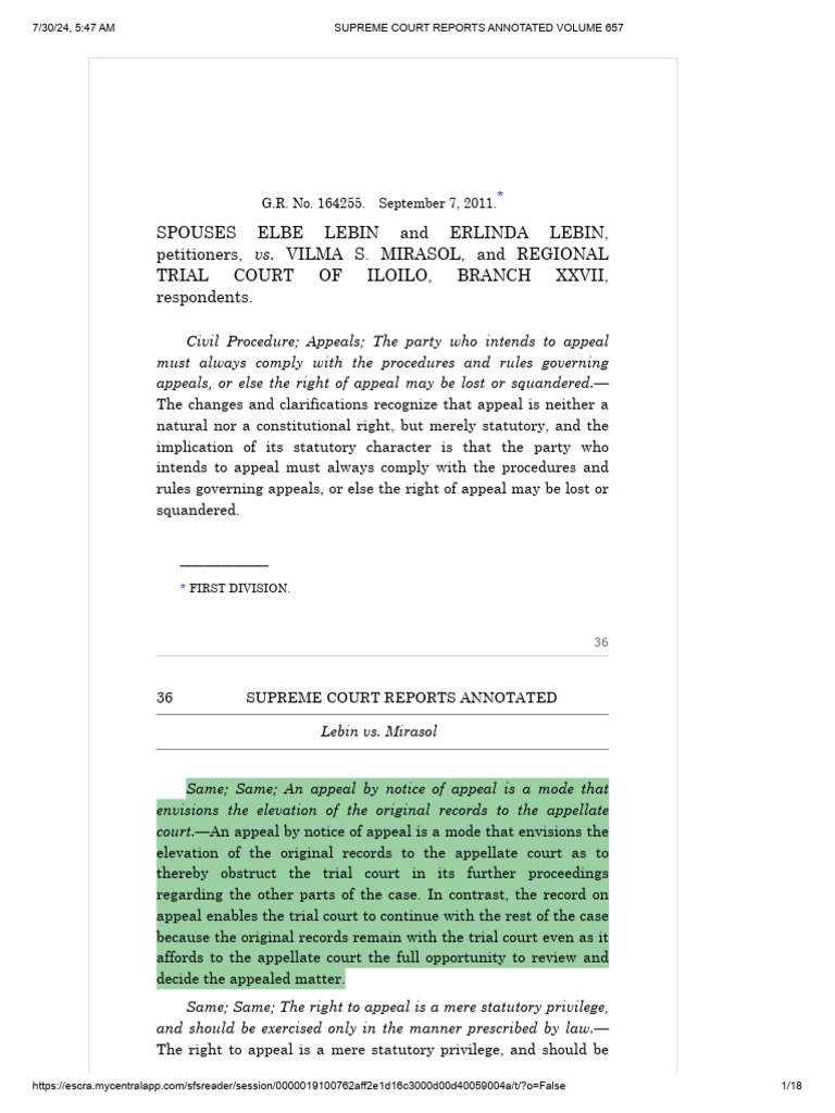 Sps Lebin V Mirasol | PDF