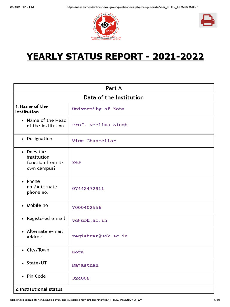 AQAR Report 2021-22 | PDF