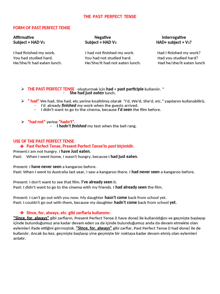 8 - The Past Perfect Tense | PDF