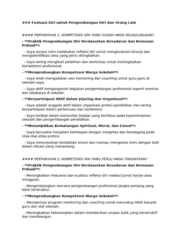 Evaluasi Diri Untuk Pengembangan Diri Dan Orang Lain | PDF