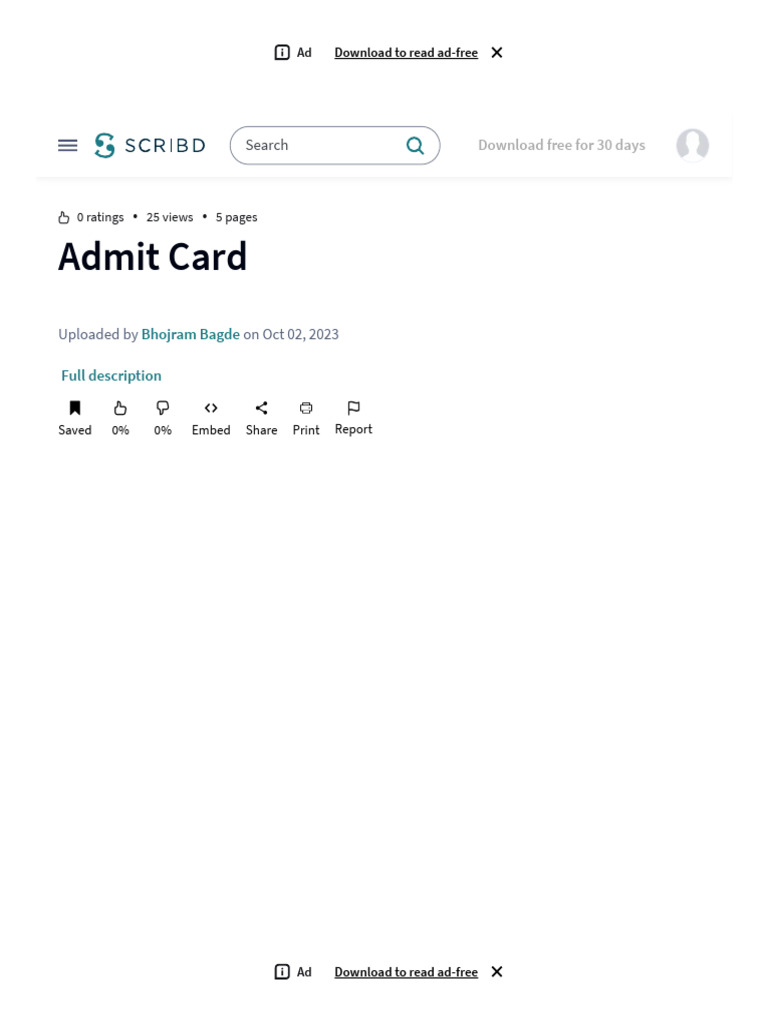 Admit Card - PDF | PDF