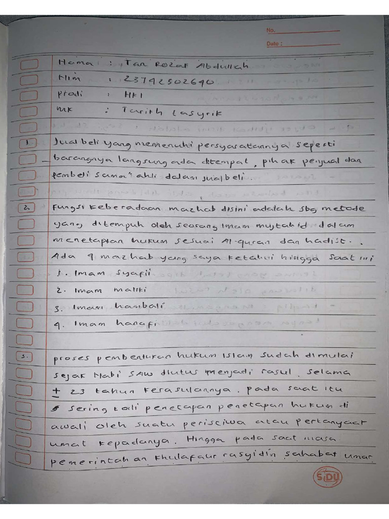 Uts Tan Rozak Abdullah. MK Tarikh Tasyrik | PDF