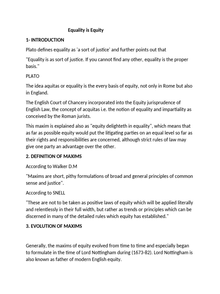 Equality Is Equity | PDF