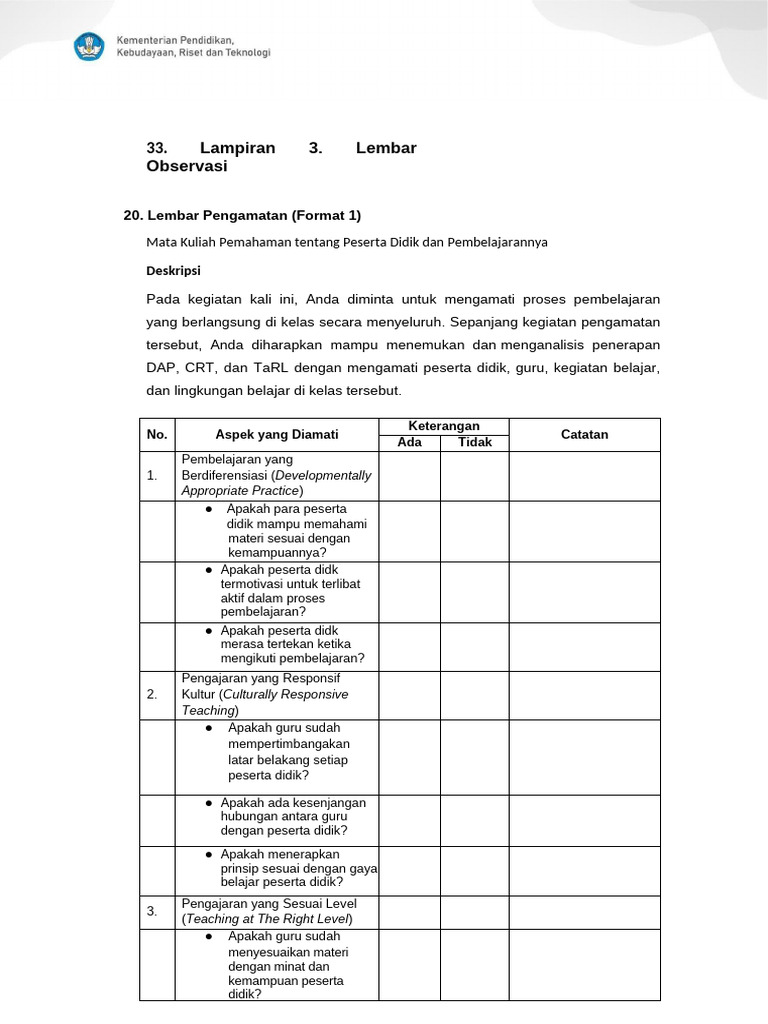 Lembar Pengamatan | PDF