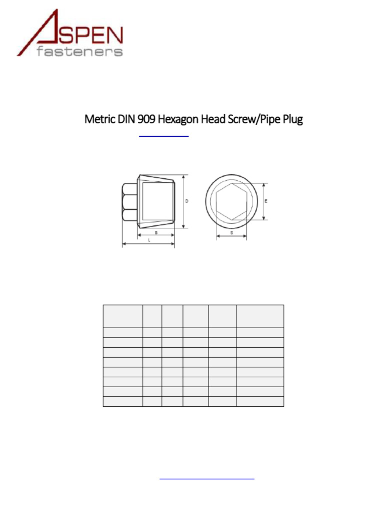 Metric DIN 909 Spec | PDF