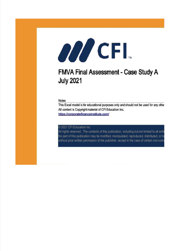 Cfi Fmva Final Assessment Case Study 1a | PDF | Expense | Equity (Finance)