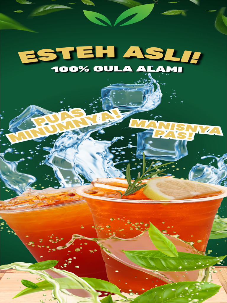 Hijau Kuning Modern Es Teh Minuman Asli UMKM Minuman Standing Banner | PDF