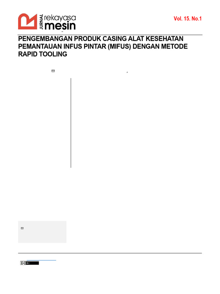 Pengembangan Produk Casing Alat Kesehatan Pemantauan Infus Pintar (Mifus) Dengan Metode Rapid ...