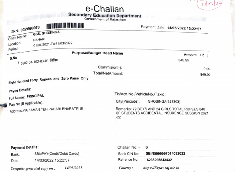 Durghatna Bima Payment Summary 2021-22 | PDF