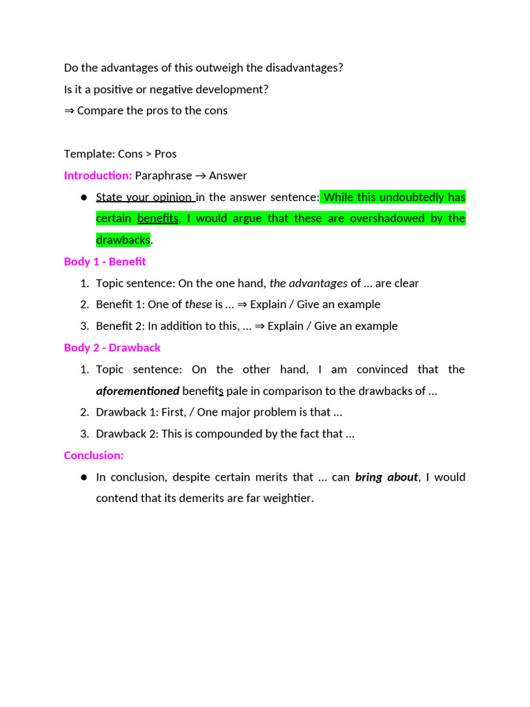 Unit 13 - Writing 6 - Pros & Cons Essay | PDF