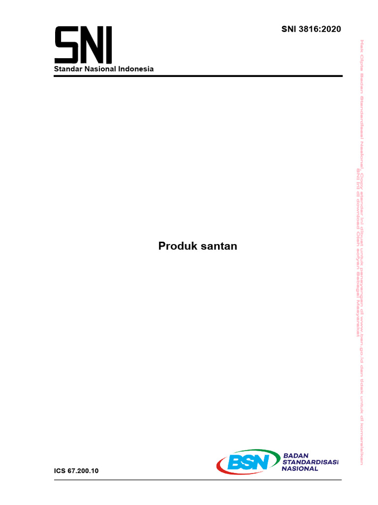 Produk Santan - SNI 3816 - 2020 | PDF
