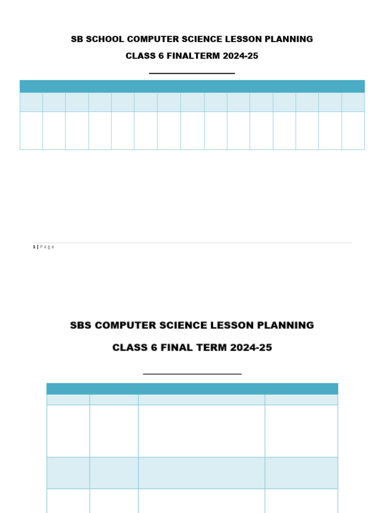 Lession Planning CS Class 6 FT 2024-25 | PDF