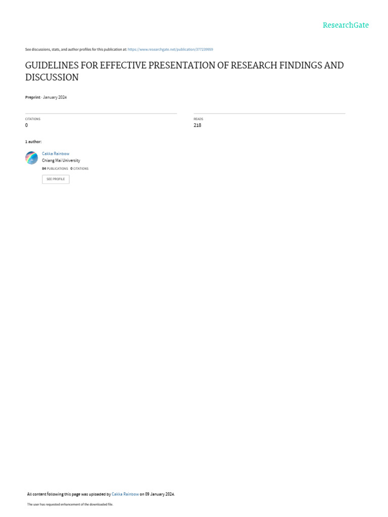 Effective Guidelines for Research Presentations | PDF | Data | Art