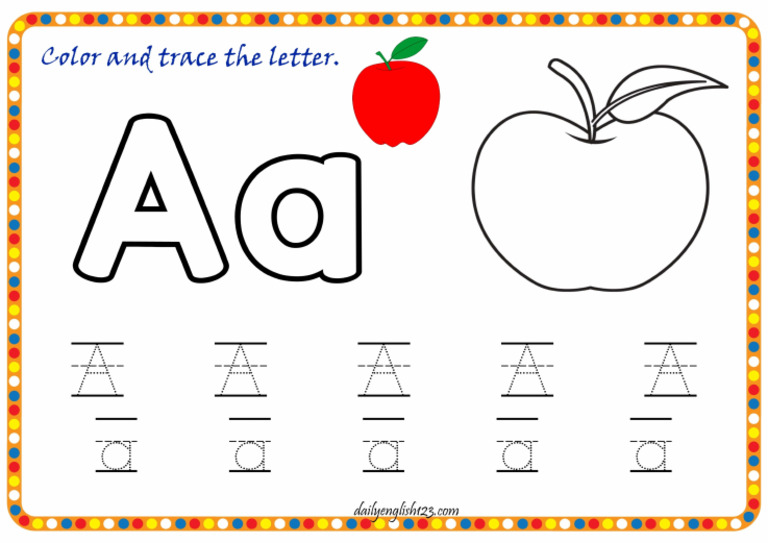Alphabet Trace Color - A | PDF