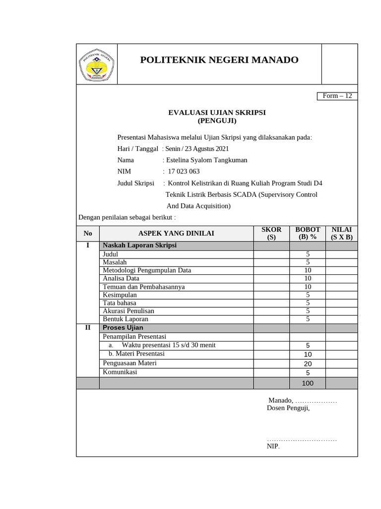 Evaluasi Penguji | PDF