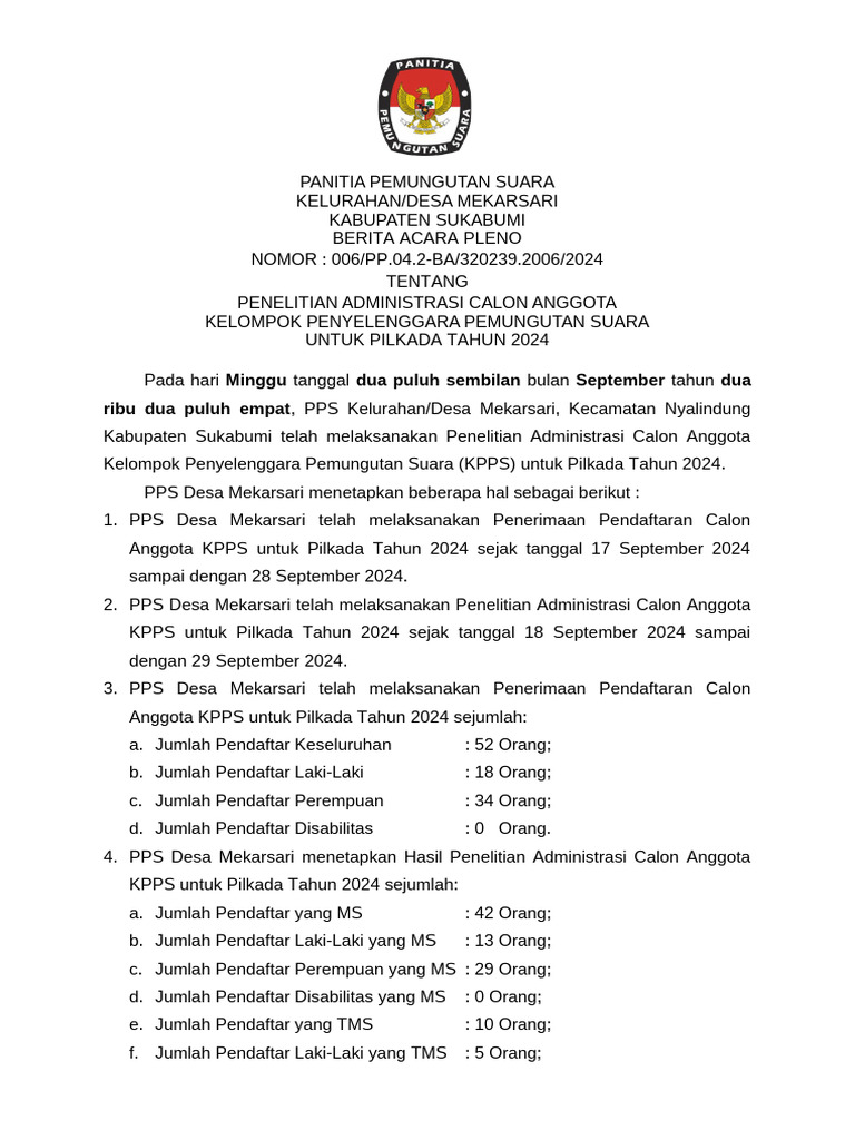 0 Berita Acara Pps Penelitian Administrasi Kpps | PDF