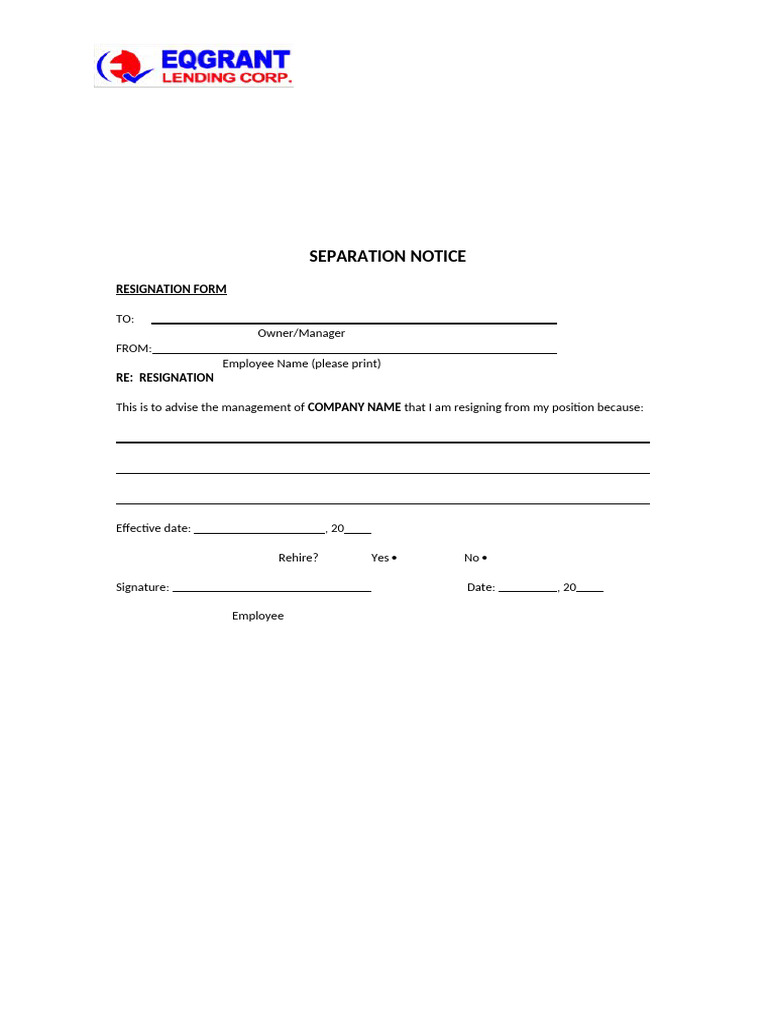 Separation Notice | PDF