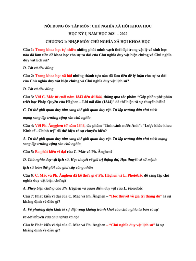 CNXH 150-CÂU lấy đi thi 1 | PDF