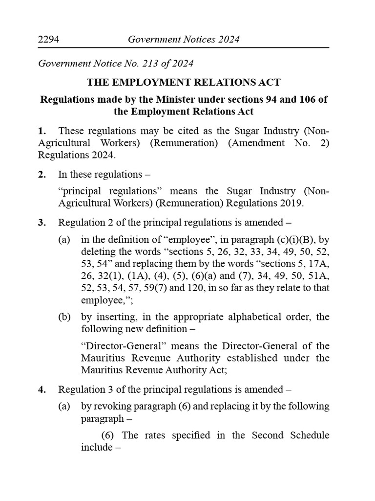 Sugar Industry Wage Regulations 2024 | PDF | Salary | Wage