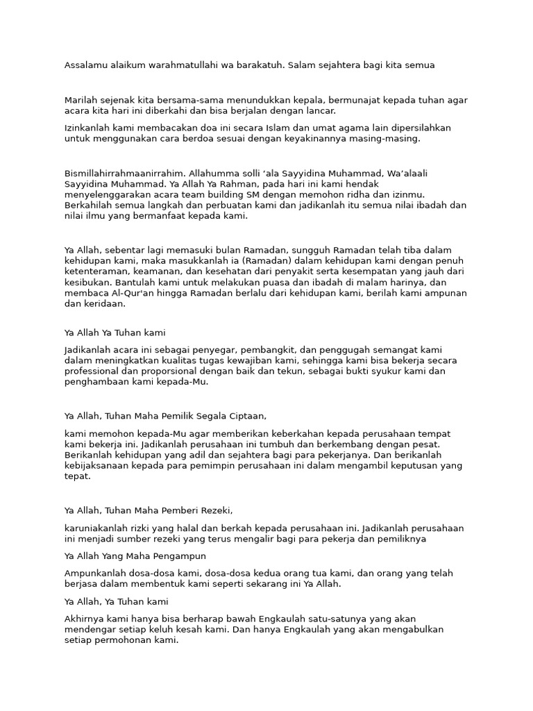 Doa Team Building SM | PDF