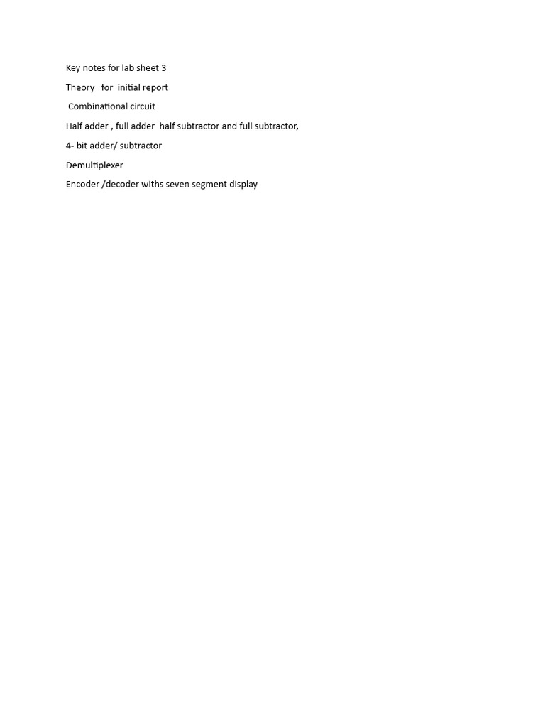 Key Notes For Lab Sheet 3 | PDF