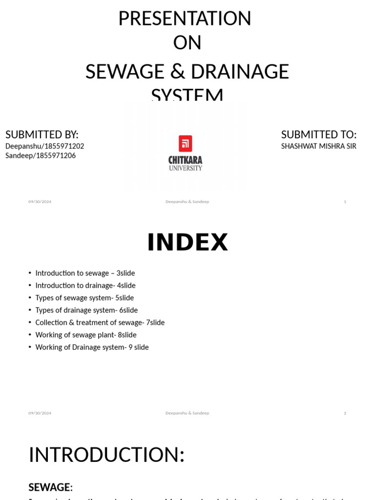 PRESENTATION On Sewage Drainage System | PDF