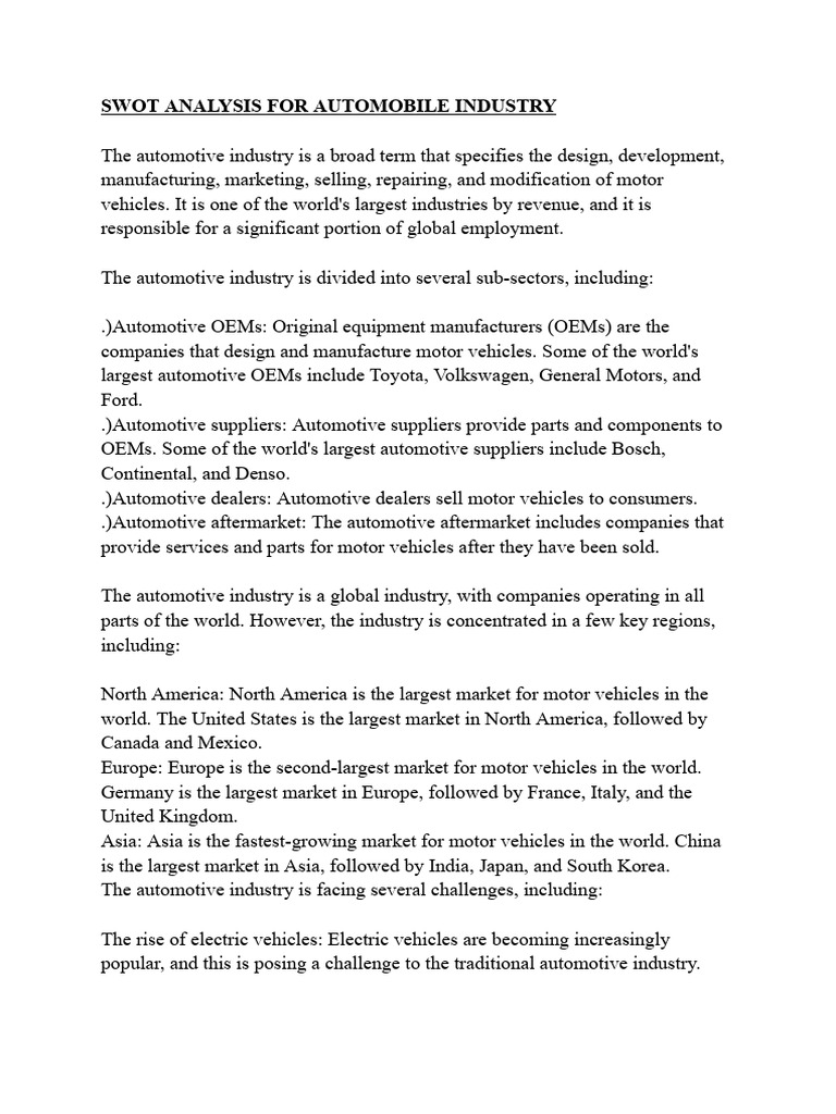 Swot Automobile | PDF