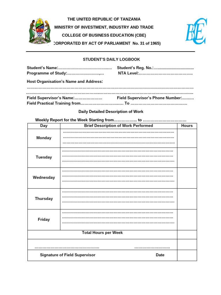 Students Daily Log Book | PDF