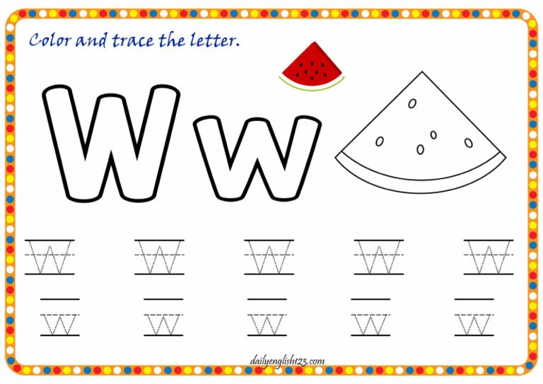Alphabet Trace Color - W | PDF