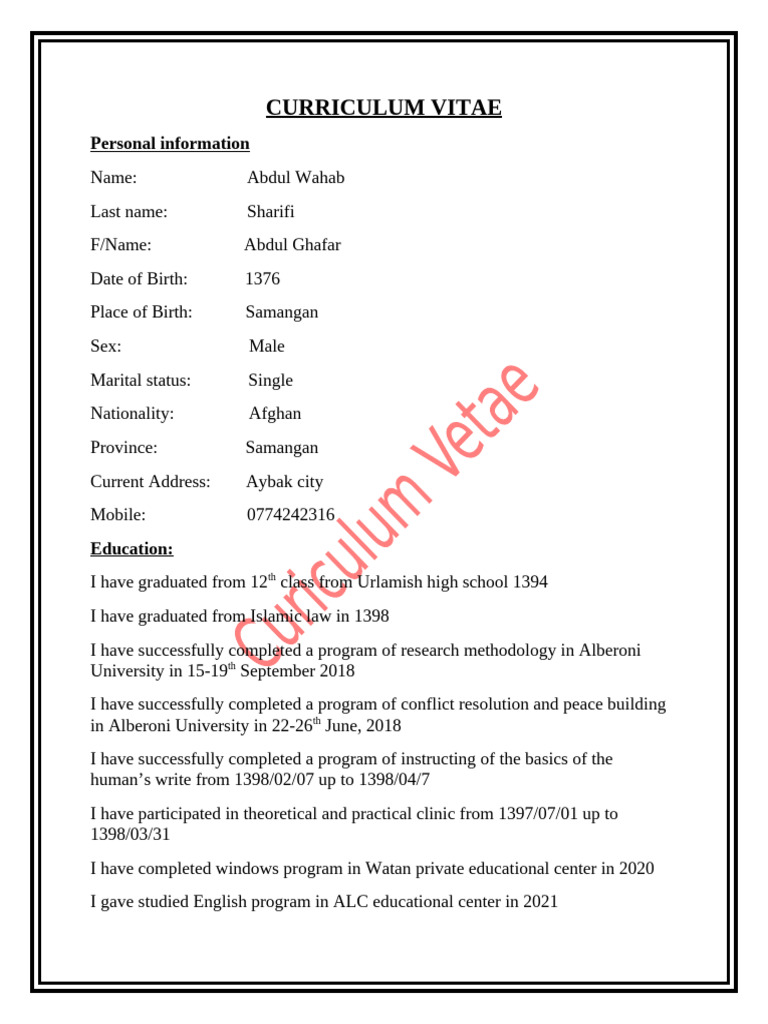 Abdulwahab CV Sada | PDF