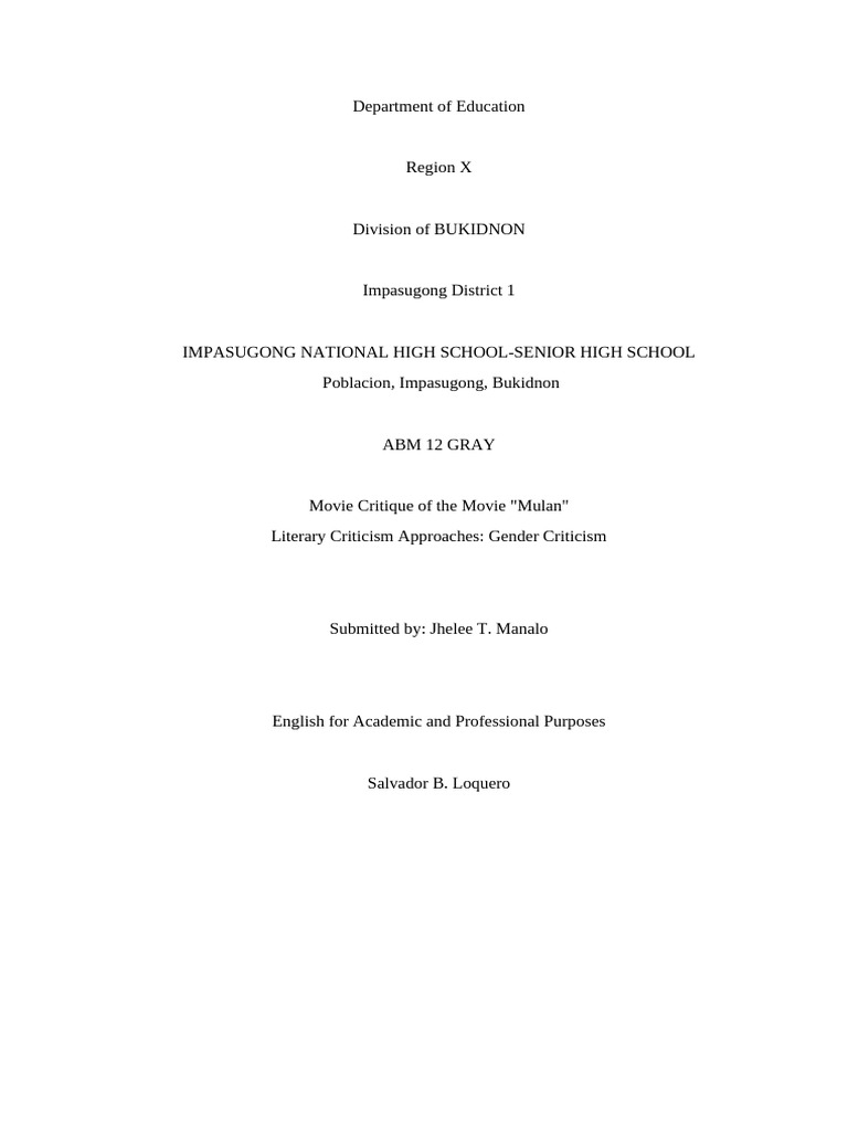 Critique Paper | PDF